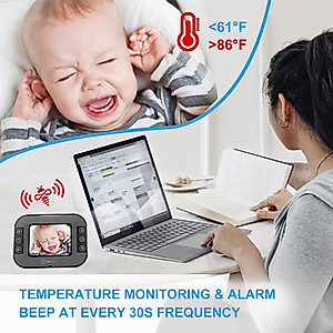 TimeFlys Video Baby Monitor with Camera and Audio C240v 2.4" Screen, Auto Night Vision,Two Way Talk, Temperature Monitoring and Warning,1000 Ft Range,Long Battery Life