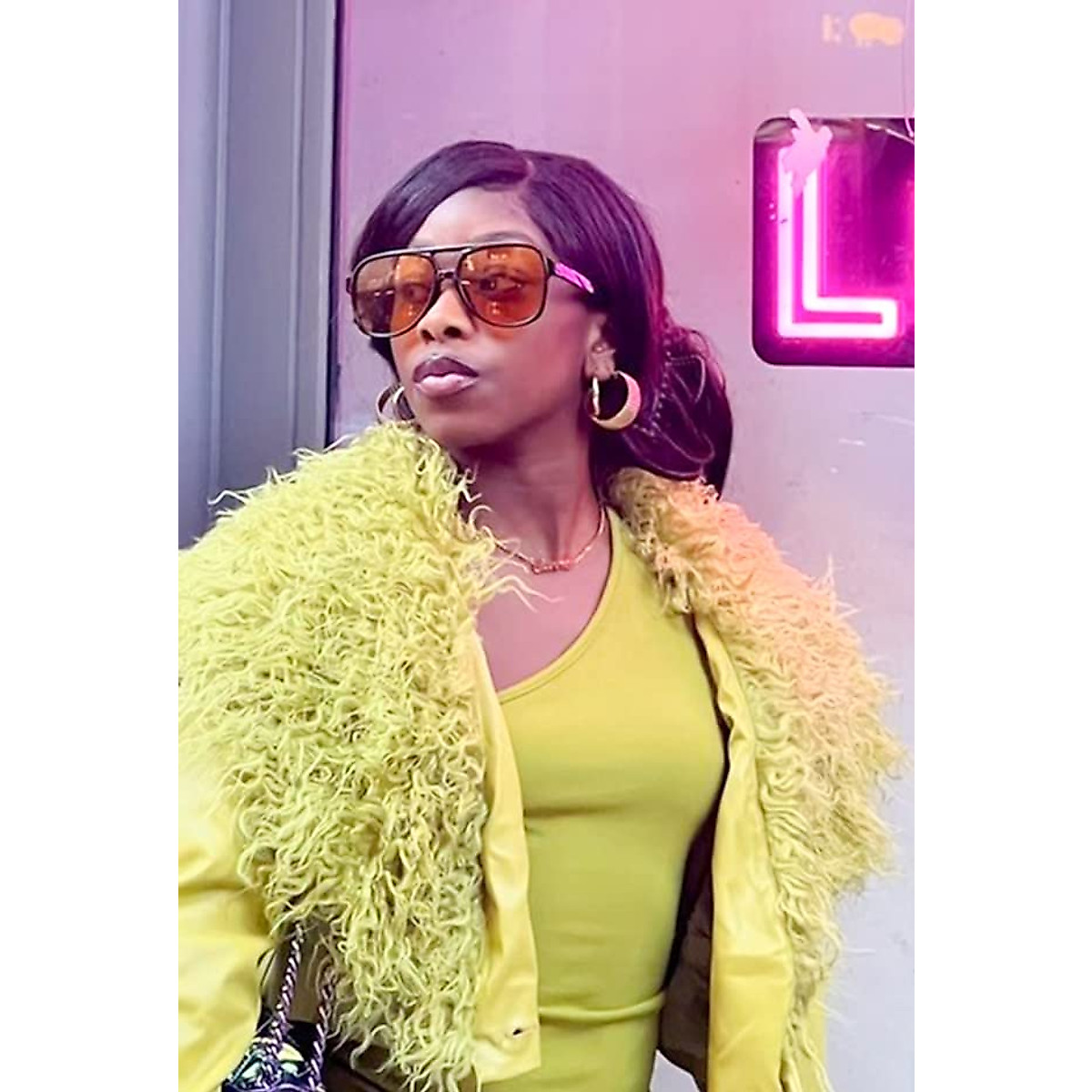 FEISEDY Vintage Retro 70s Plastic Aviator Sunglasses Trendy Orange Classic Large Squared Frame B2751