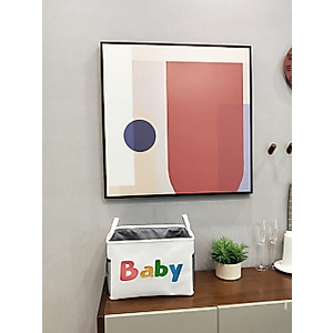 HIYAGON Baby Storage Basket Bin Canvas Rectangular Toys Storage Box Organizer for Books,Boys and Girls,Gift Basket(Baby)