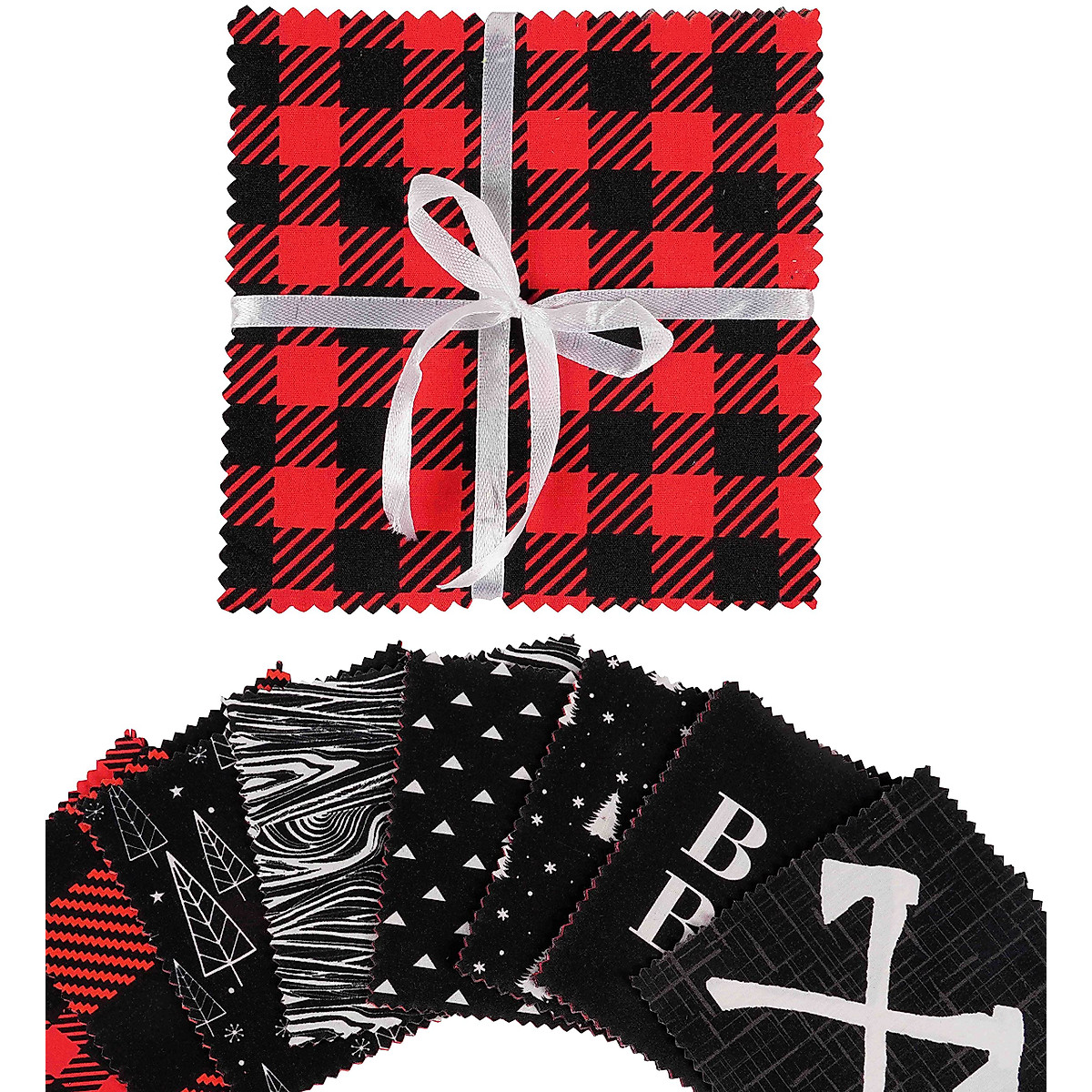 Soimoi Check Print Precut 5-inch Cotton Fabric Quilting Squares Charm Pack DIY Patchwork Sewing Craft- Red