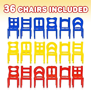 Gamie Balancing Chair Game, 2 Sets, Stacking Chair Games with 18 Mini Chairs & Instruction Guide, Family Game Night Games for Children, Development Learning Game for Coordination & Balance