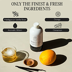WithCo Ellis Old Fashioned Mix Cocktail Drink Mixer - Madagascar Vanilla, Orange, Angostura Bitters & Cinnamon - Ideal for Whiskey, Bourbon, Mezcal, & Mocktails - Makes 32 Cocktails, 16 oz