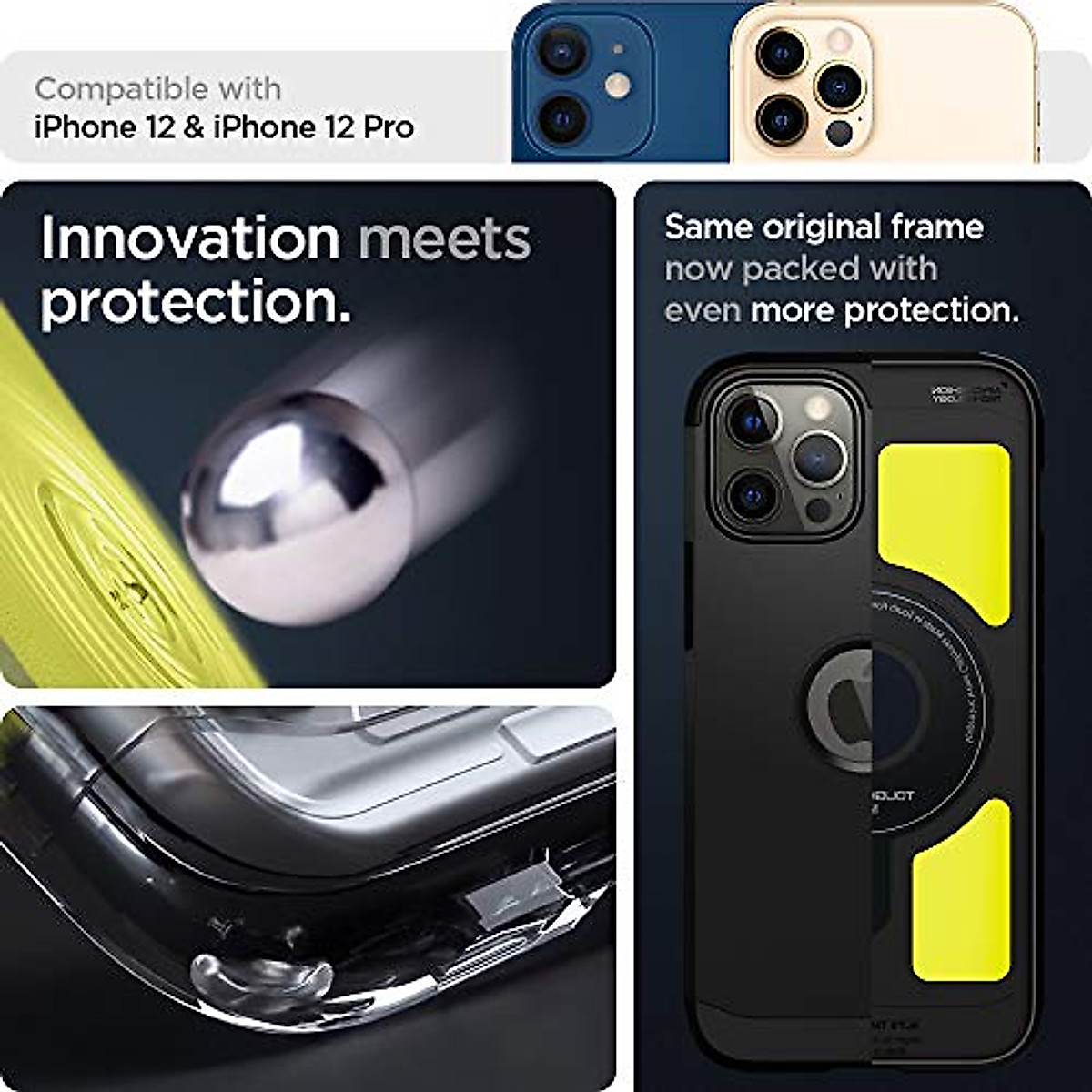 Spigen Tough Armor Mag (MagFit) [Extreme Protection Tech] Compatible with MagSafe Designed for iPhone 12 / iPhone 12 Pro Case (2020) - Black