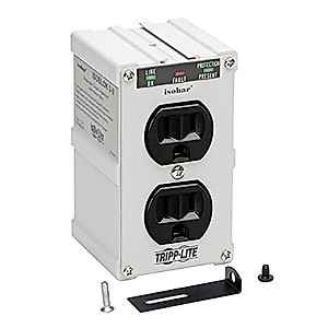 Tripp Lite Isobar 2 Outlet Surge Protector Power Strip, Direct Plug In, Metal, Lifetime Limited Warranty & Dollar 10,000 Insurance (ISOBLOK2-0), White