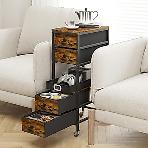 AMBIRD 4-Drawer Dresser,Fabric Dresser Storage with Drawers, Fabric Dresser Tower, Vertical Storage Drawer Units for Bedroom, Hallway, Closet, Office, Move Free with Wheels