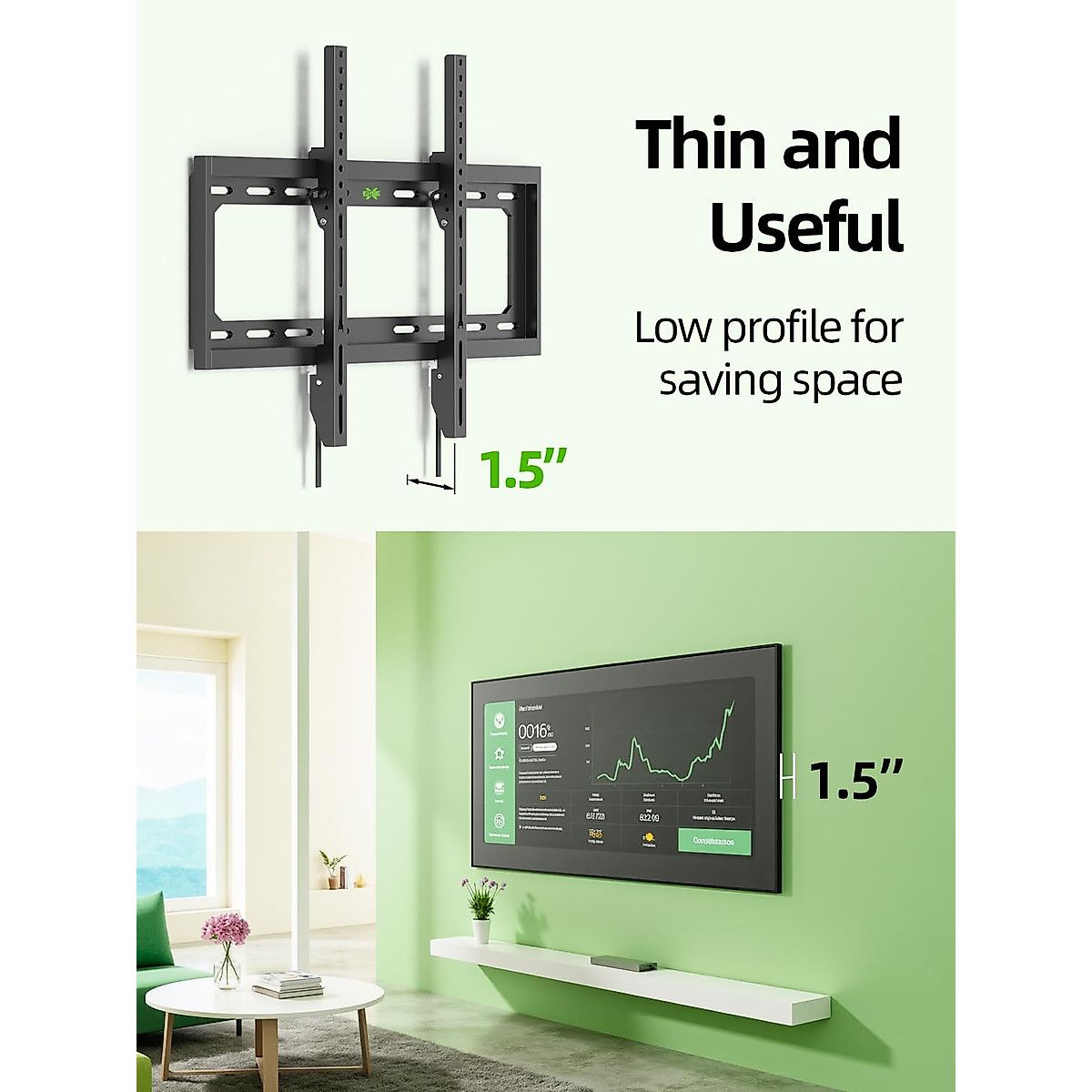 Tilting TV Wall Mount Low Profile for Most 26-55" Flat Screen LED, LCD, Curved TVs, Tilt TV Mount Bracket VESA 400x400mm- Holds Up to 99lbs, Easily Lock and Release to Mount on 12" or 16" Stud