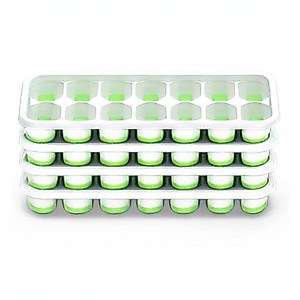 Chefaide Ice Cube Tray with Lid, 4 Pack Durable Stackable Ice Cube Trays for Freezer with Removable Lids, Easy-Release Plastic & Silicone Ice Tray for Cocktail, Coffee