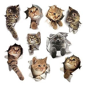 Animals Cute Cat Wall Sticker Living Room Bedroom Decoration Animal Wall Stickers Bathroom/Toilet/Refrigerator/Car/Nursery Room/PVC/Kitchen 3D Wall Decals