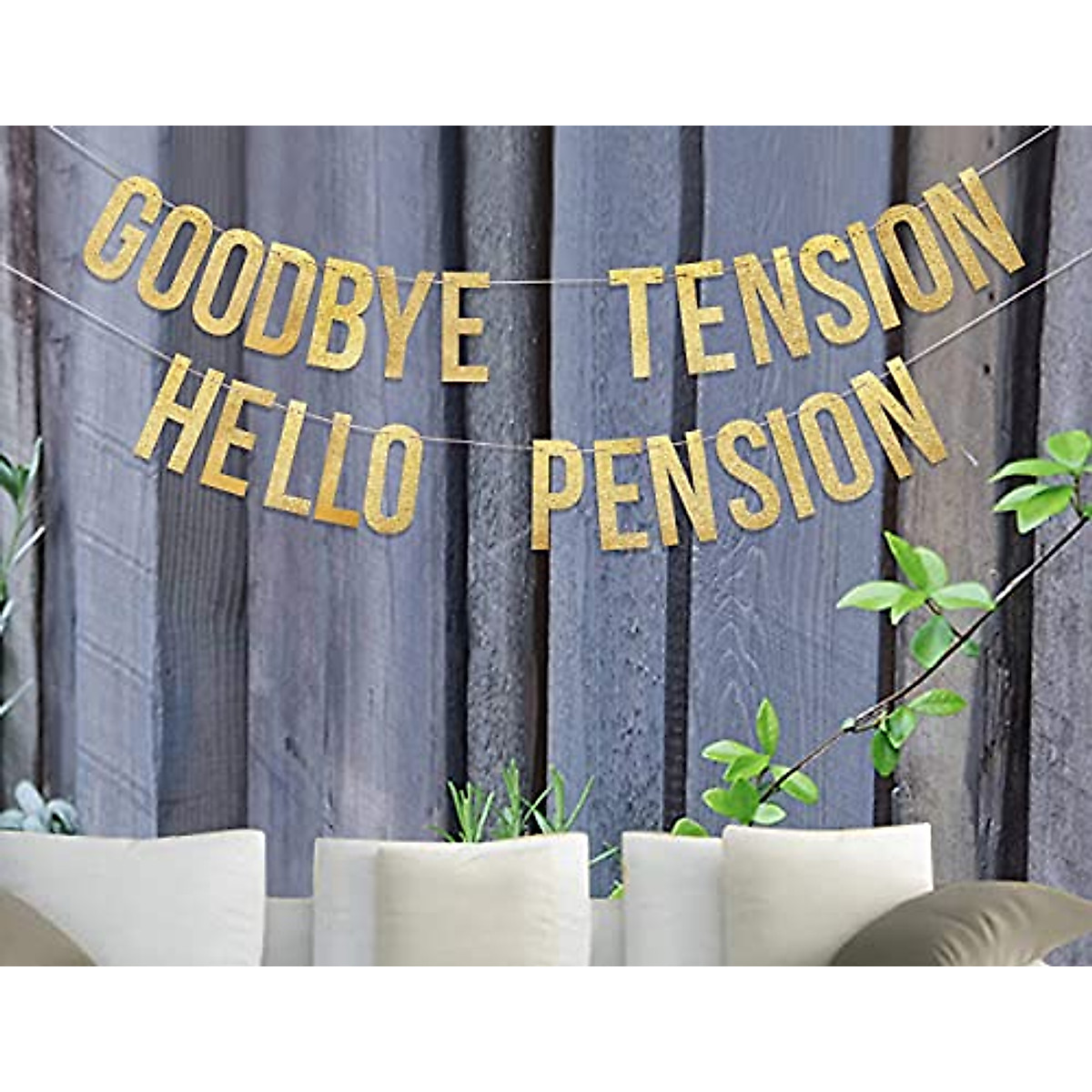Goodbye Tension Hello Pension Banner - Retirement Party Sign,Retirement Party Decorations,Funny Retirement Banner,Retired Retiring Photo props