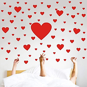 DRON TOOON Love Heart Valentine's Day Wall Decor(97 Decals )Red Heart Stickers Home Decor for Kids Girl Teen Room Office Valentines Hearts Accessories Birthday Party Supplies Gifts