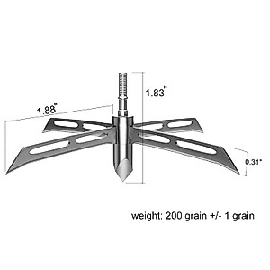 Sinbadteck Archery Broadheads, 3Pcs Pack 4 Fixed Blade Turkey Hunting Broadheads 200Gr Arrowhead Stainless Steel Bow and Arrow Hunting Tips