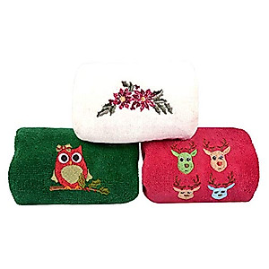 Christmas Hand Towels for Kitchen and Bathroom , 12x18 100% Cotton, High Absorbency, Christmas Holiday Decorative Dishwashing Towels Hand Towels 6-Pack Gift Set