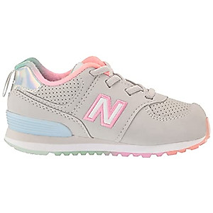 New Balance Kid's 574 V1 Bungee Sneaker, Summer Fog/Lemon Haze/Uv Glo, 9 Toddler