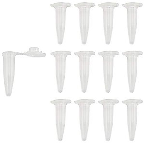 Tegg Centrifuge Tubes 200PCS 0.5 ml Clear Graduated Polypropylene Microcentrifuge Vials Tubes with Attached Lids