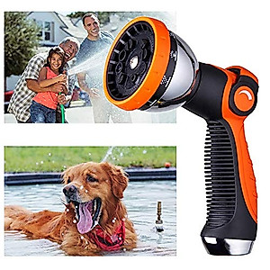 Garden Hose Nozzle Spray Nozzle,10 Hose Metal Duty Watering Patterns Thumb Control On Off Valve, High Pressure Nozzle Sprayer for Watering Plants, Car Wash,Cleaning,Showering Pets