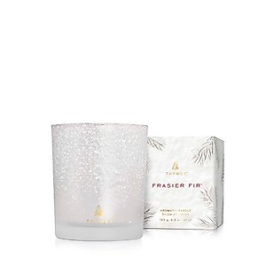 Thymes Frasier Fir Flocked Jar Candles – Scented Candles for Home with Notes of Siberian Fir, Cedarwood & Sandalwood – Holiday Candles for Christmas Decor – White Candles (Poured Candles, 6.5 oz)
