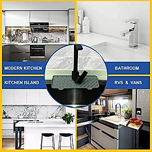 2 PCS Silicone Kitchen Sink Faucet Mat / Sink Protector Splash Guard / Silicone Kitchen Faucet Drip Catcher, White, 37cm x 17cm x 1.5cm