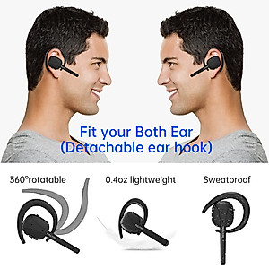 Ralyin Bluetooth Earpiece, Bluetooth Headphones with Daul Mic Noise Cancellation, 24 Hrs Driving Headset 60 Days Standby Time for Running Cycling Workout