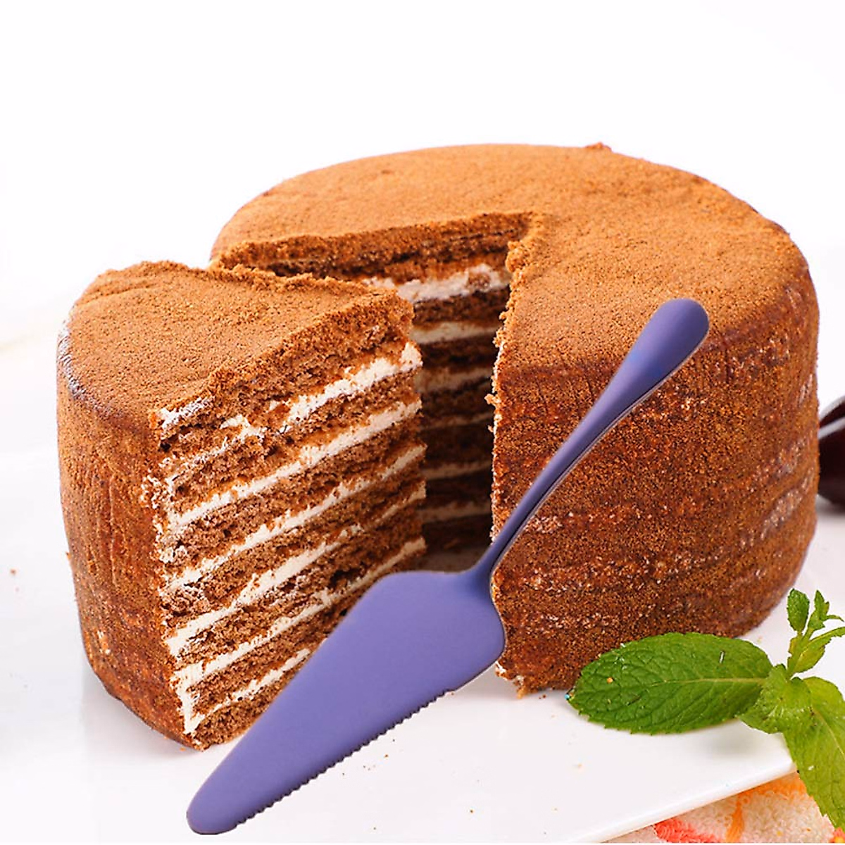 DOITOOL Pie Server Stainless Steel Pizza Spatula Pie and Cake Cutter (Purple)