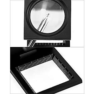 QWORK Three-Folding 10X Magnifier, 2 Pcs Zinc Alloy Magnifying Glass with Scale, for Textile Optical Jewelry Sewing Thread Collection Repair