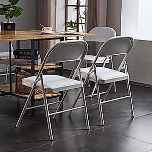 Karl home 6 Pack White Folding Chairs with Padded Seats for Outdoor & Indoor, Portable Stackable Commercial Seat with Steel Frame for Events Office Wedding Party, 330lbs Capacity