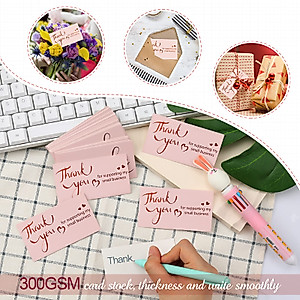600PCS Thank You Cards and Stickers, Gold Foil Pink Thank You Business Greeting Cards 1.5 Inch Thank You for Supporting My Small Business Stickers for Online Retail Shop Package Inserts