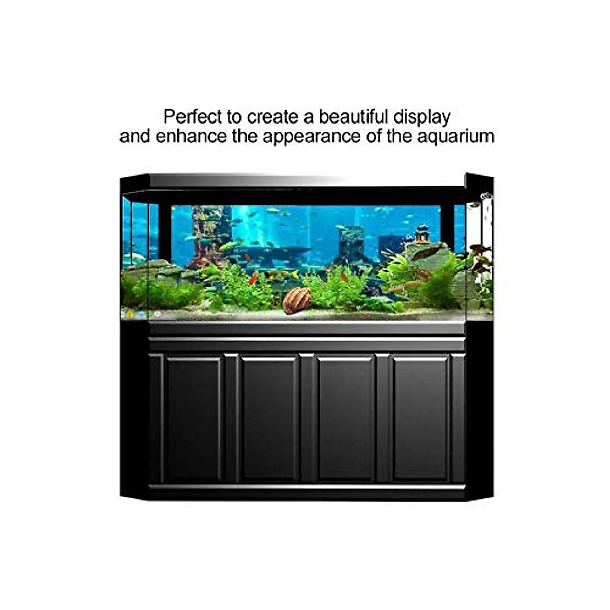 Undersea City Ruins Aquarium Poster, PVC Coral Aquarium Background Underwater Poster Fish Tank Wall Decorations Sticker(61 * 30cm)