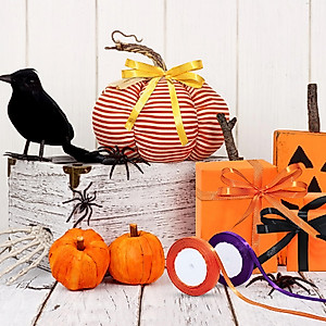 6 Rolls 150 Yards Halloween Ribbons 10mm Wide Holiday Gift Wrapping Satin Ribbon for Halloween Party Decoration, DIY Bows Crafts