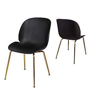 GIA Home Series 5pcs Modern Dining Set Include Rectangle 59"X35"X29.53" Mixed Oak Wooland Table and Four Plastic Chairs, Set of 5, Black/Golden