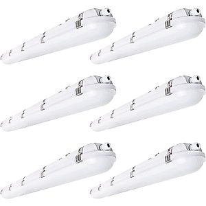 4FT LED Vapor Tight Lights, 60W/50W/40W Wattage Selectable, 3CCT 3000k-4000k-5000k Vapor Proof Light, 5200LM LED Shop Light for Warehouses Car Wash, Walk-in Freezer, 100-277V, UL&DLC Listed (6-Pack)