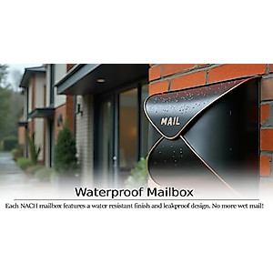NACH Black Mailbox Wall Mount, 12.5 x 5 x 10 inch Wall Mount Mailboxes for Outside, Waterproof Mailboxes for Outside - Envelope Mailbox