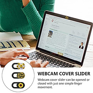 KOMBIUDA Ipads 3pcs Ultra- Your Computer Prvacy Ultra-Thin Slide Slider Lens Webcam Sunflower Laptop Cover Visual Printed Thin Privacy Camera Lid Universal Cartoon Webcam Cover