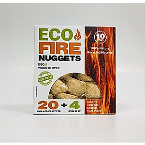 Trenton Gifts Eco Fire Nuggets. Lighting Fire Starters. Safe Natural and Made of 100% Recycled Material. 24 Nuggets