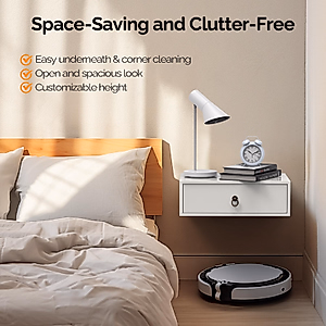 VINGLI Floating Nightstand with Drawer Set of 2, Floating Bedside Table, Wall Mounted Nightstand, Hanging Nightstand White for Bedroom, Floating Wood Night Stand/Side Table, Floating Nightstands