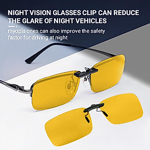 TERAISE Polarized Night Vision Clip on Sunglasses for Prescription/Myopia Eyeglasses Driving Safety(Yellow)