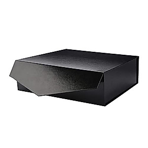 PACKHOME Gift Box 13.5x9x4.1 Inches, Large Gift Box with Lid, Groomsman box, Sturdy Gift Box, Collapsible Gift Box with Magnetic Closure (Glossy Black, Grass Texture)