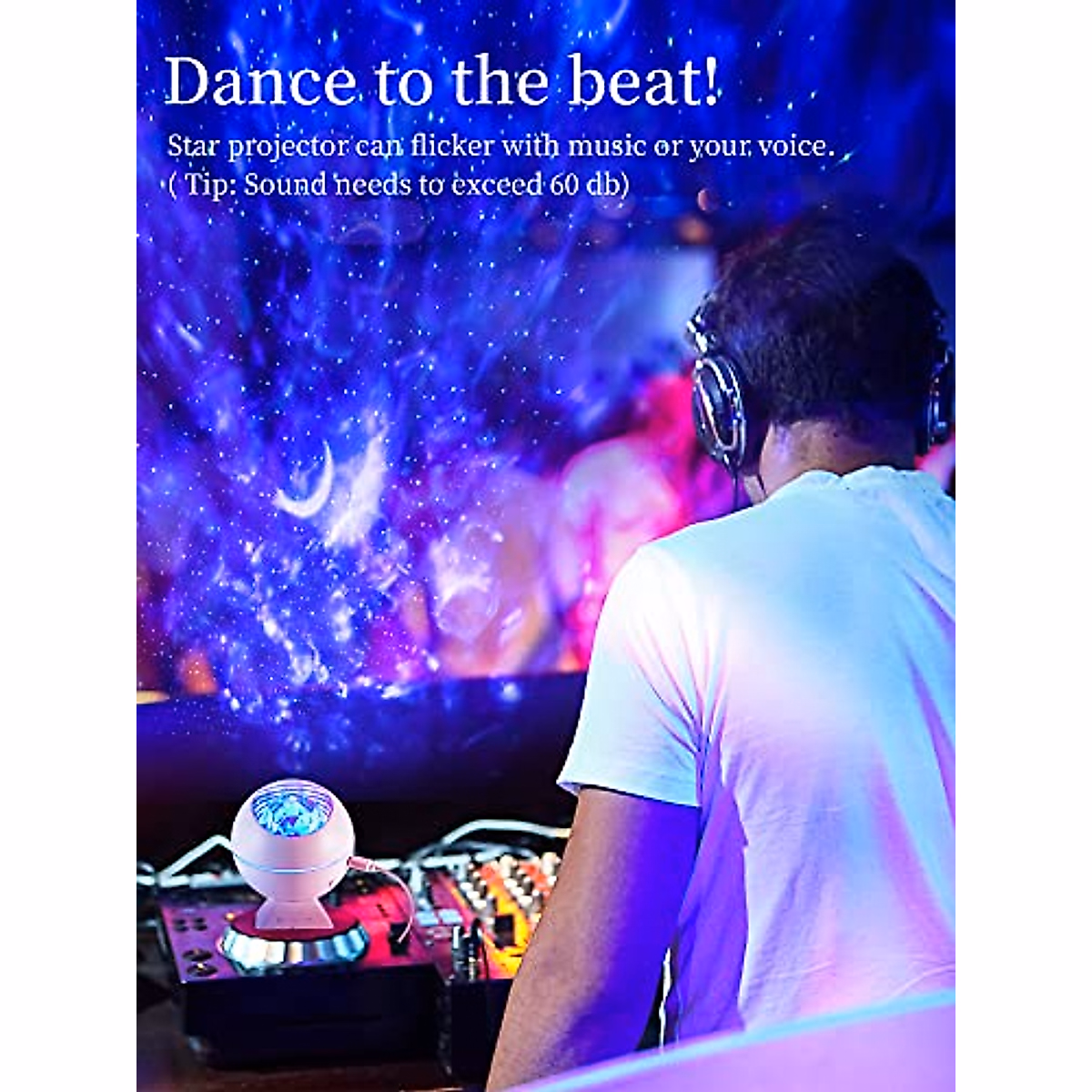 ONEFIRE Galaxy Projector for Bedroom, 43 Lighting Modes Star Projector Galaxy Light, Remote Timer Moon Lampn Ceiling Projector Lights for Bedroom,Voice Control Ocean Projector Room Lights for Bedroom