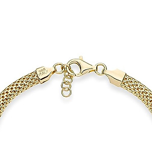 Miabella 18K Gold Over Sterling Silver Italian 5mm Mesh Link Chain Bracelet for Women, 925 Made in Italy (Length 6.5 Inches (X-Small))