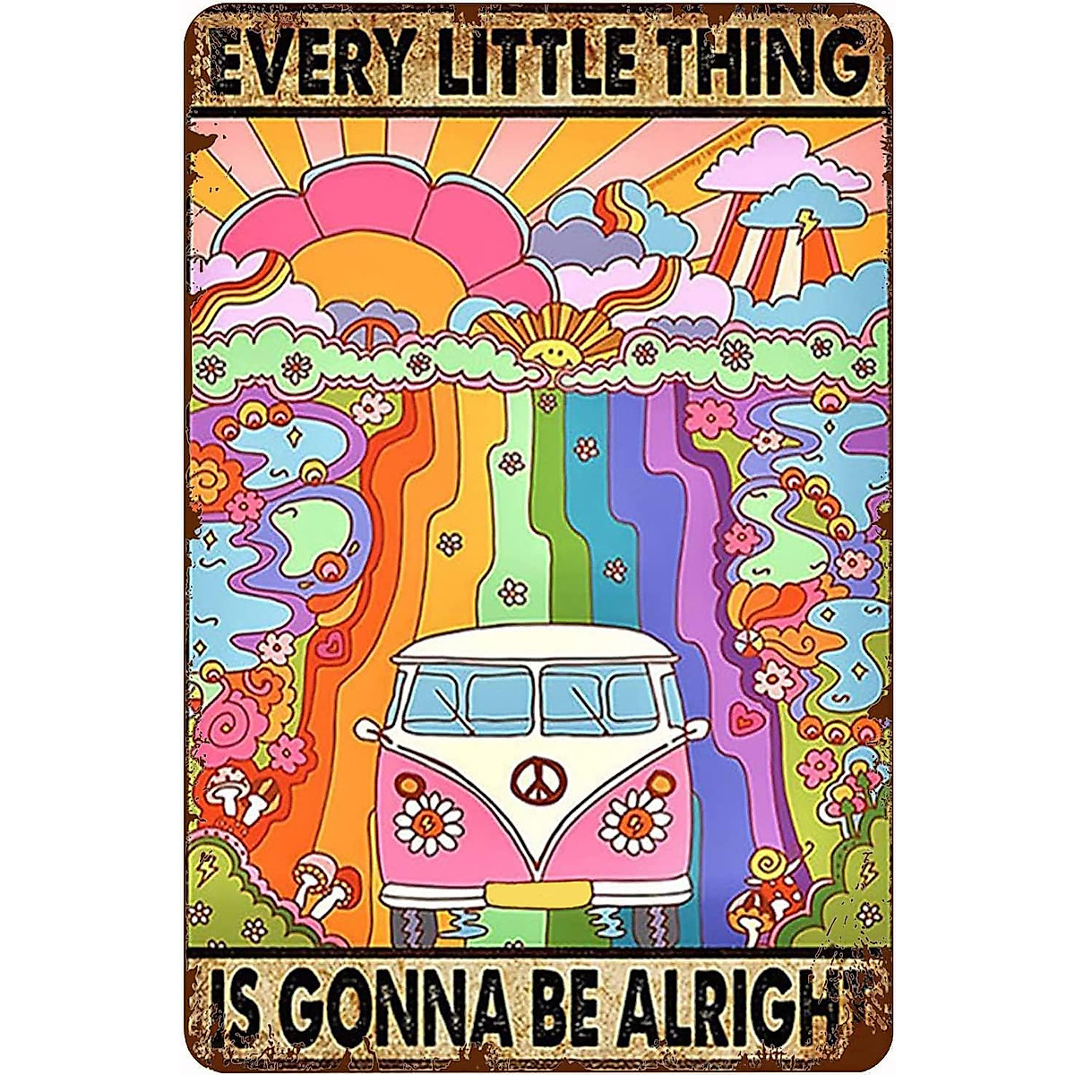 GemZono Diamond Painting Kits for Adults, Rainbow Bus Diamond Art Kits, Every Little Thing is Gonna Be Alright Diamond Painting Dots Art for for Home Wall Decor (12X16 inch/ 30X40cm)