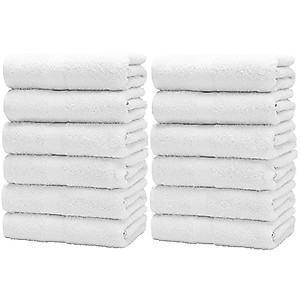 White Washcloths Face Towels for Bath 100% Cotton 13" x 13" (12 Pack)