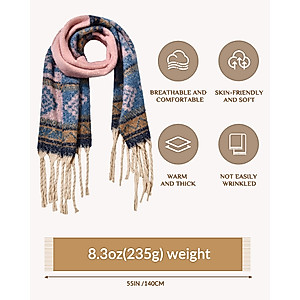 Scarf for Women - Winter Scarfs Fashion Long Scarf Shawl, Scarves for Women Winter Warm Blanket Scarf, Soft and Warm Cashmere Scarf Mohair Fish Bones Large Scarves