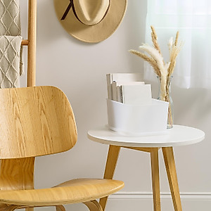 IRIS USA Plastic Storage Basket with Lid, 4-Pack, Stackable, for Kitchen Bathroom Bedroom Closet Kid's Room Office, Easy to Clean, Stylish Design, Shelf Organizer, Pearl