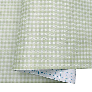 Yifely Green & White Checkered Pattern Tabletop Protect Paper Self-Adhesive Shelf Liner Coat Locker Decor 17.7 Inch by 9.8 Feet