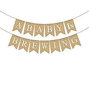 Rainlemon Jute Burlap A Baby is Brewing Banner Tea Beer Diaper Party Baby Shower Garland Decoration