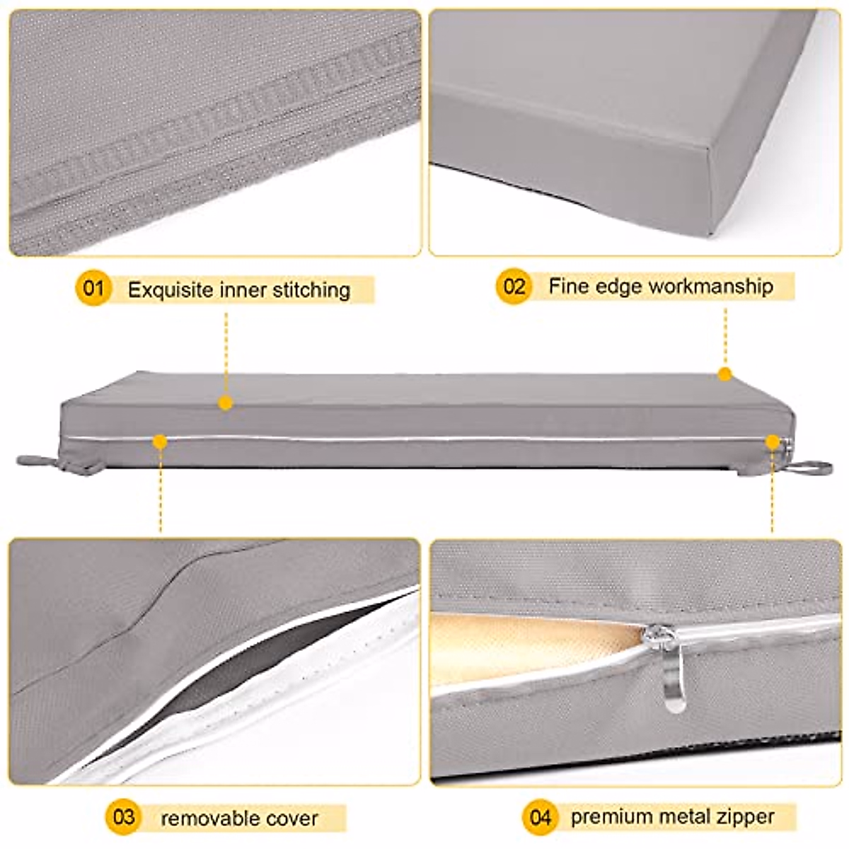 Millsilo Outdoor/Indoor Bench Cushion 36"x14"x4", Waterproof Patio Bench Cushion Furniture, Non-Slip Bay Window Seat Cushion, Durable Bench Pad, Swing Cushion, Garden Long Chair Cushion Leaf