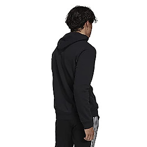 adidas Men's Essentials Fleece Hoodie, Black/White, Large