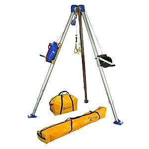 FallTech 7504S Confined Space Tripod Kit with 7275 Tripod, 7285 3-Way SRL, 7290 Winch, 7421 Pulley, 8450 Carabiner, Storage Bags, Natural