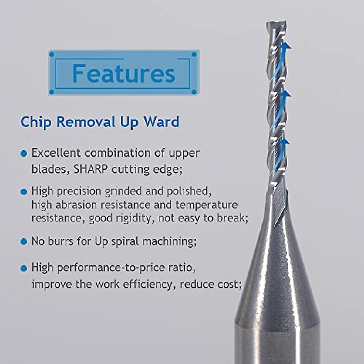 CNC Router Bits,Spiral UP Cut Router Bit, 1/4 inch Shank ,1/16 inch Cuting Diameter ,2 Flute Plunge CNC End Mill for Plywood,MDF Pack of 2