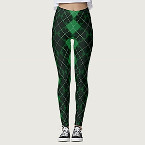 Womens Printed Leggings High Waisted St Patricks Cute Clover Tights Tummy Control Stretch Yoga Pants Slimming Bottoms(B02-Black,XX-Large)