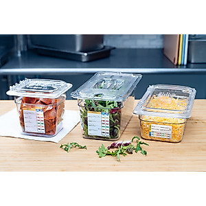 Carlisle FoodService Products Storplus Permalabel Food Storage Container Food Pan with Integrated Label for Kitchen and Restaurant, Polycarbonate, 1/3 Size 6 Inches Deep, Clear - (Pack of 6)